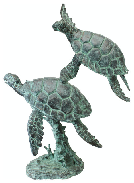 Sea Turtles Bronze Garden Statue - Tropical - Garden Statues And Yard ...