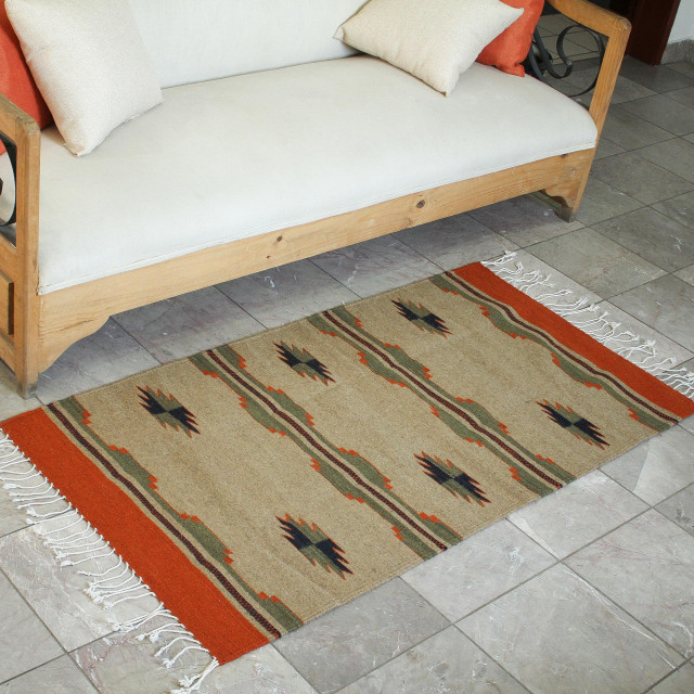 Novica Handmade Green Visions Zapotec Wool Rug (2.5X5) - Southwestern ...