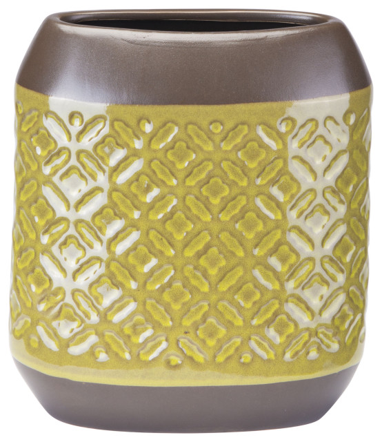 Small Square Planter Olive Green - Contemporary - Outdoor Pots And ...