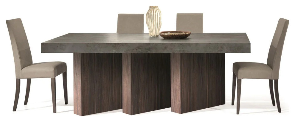 Dexter Modern Gray Volcano and Eucalyptus Oak Dining Table ...