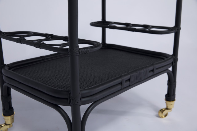 Carlo Rattan Bar Cart - Black - Tropical - Bar Carts - by Sika Design ...