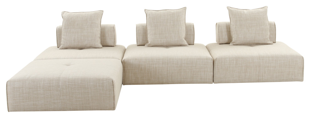 Divani Casa Mondo Modern 4 Seat Modular Beige Fabric Sectional Sofa ...