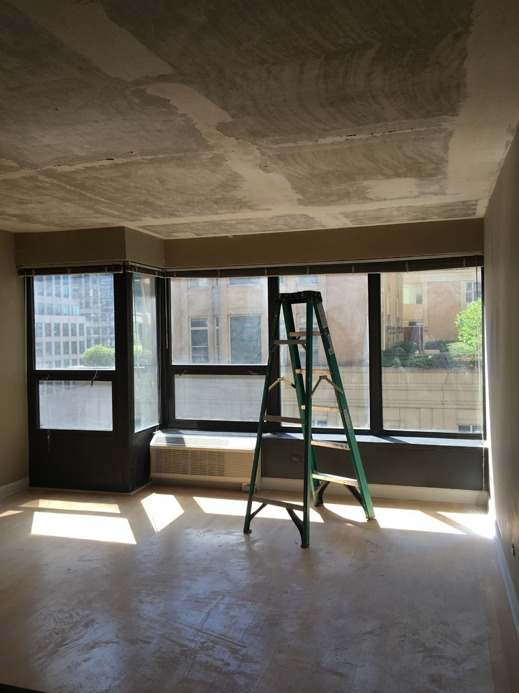 Popcorn ceiling to concrete slab