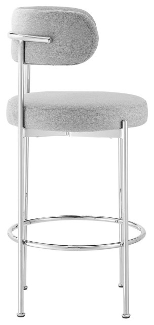 Albie Fabric Bar Stools - Set of 2 - Gray Silver - Contemporary - Bar ...