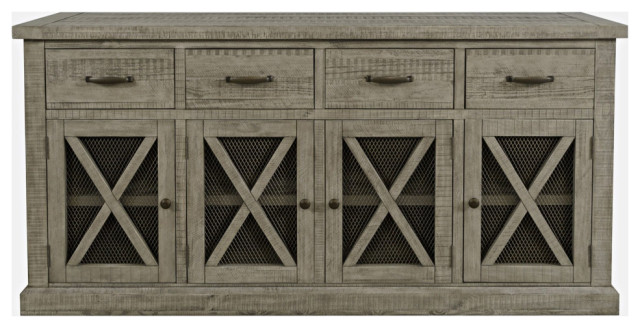 Telluride 70" Rustic Distressed Pine Four Drawer Sideboard Buffet ...