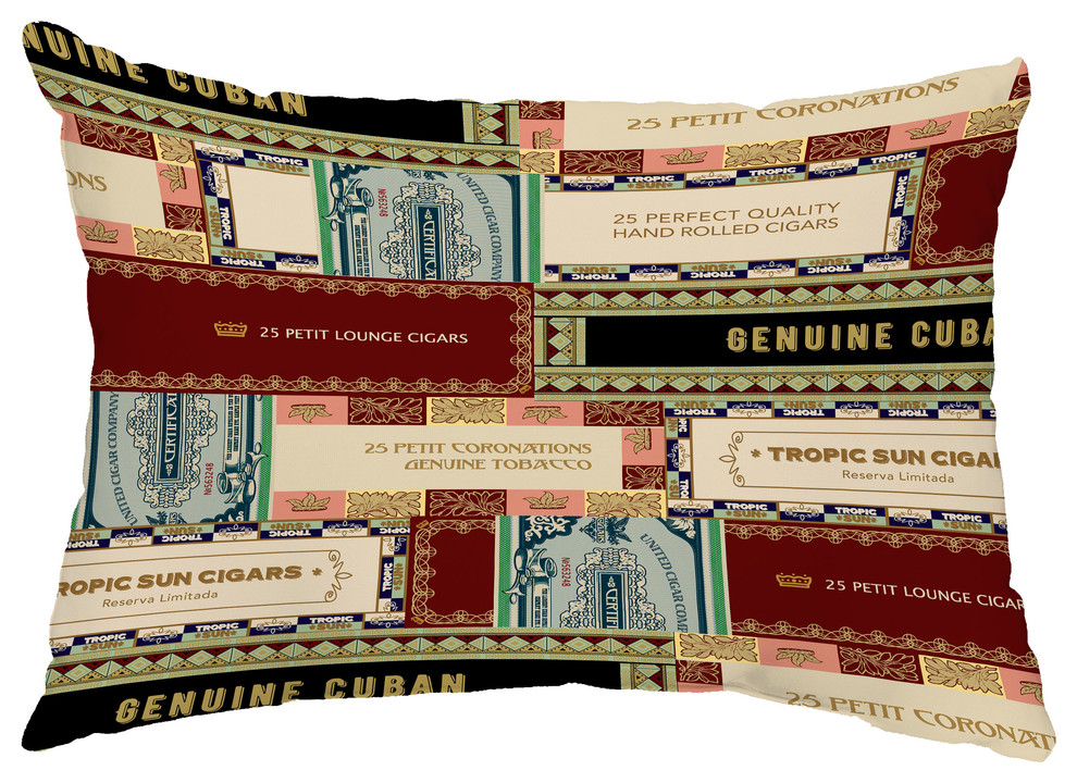 Cigar Box Collage 2 14"x20" Abstract Decorative Outdoor Pillow, 14" x ...