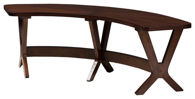 Mid-Century Modern Walnut-Finished Wood Curved Dining Bench ...