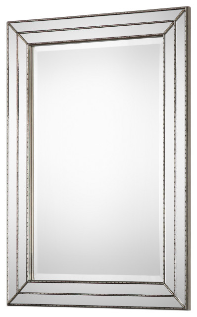 Metallic Silver Finish Featuring Grooved Texture And Mirror Inlays ...