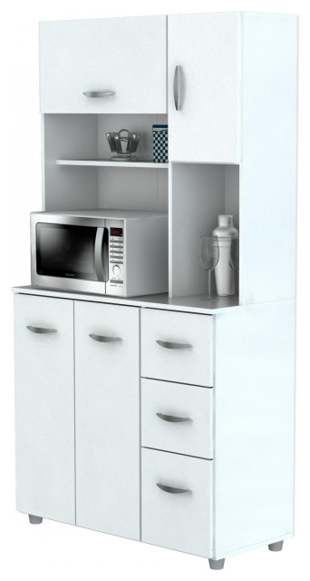 White Finish Wood Kitchen Storage Cabinet - Contemporary - Storage ...