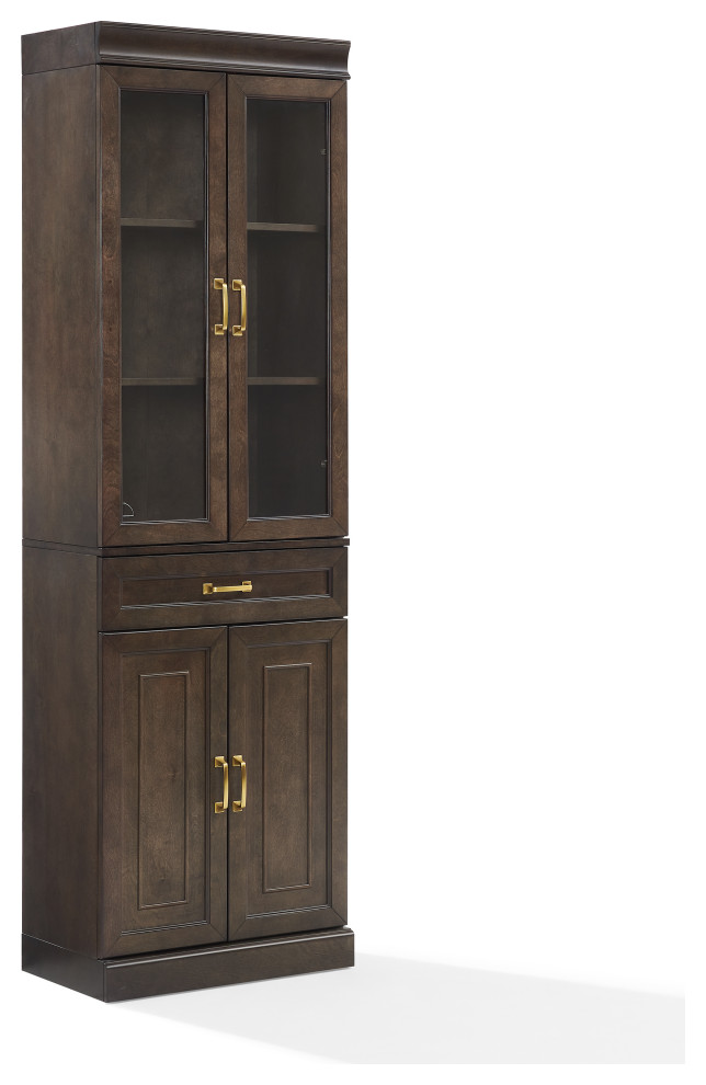Stanton Glass Door Kitchen Storage Pantry Cabinet - Transitional ...