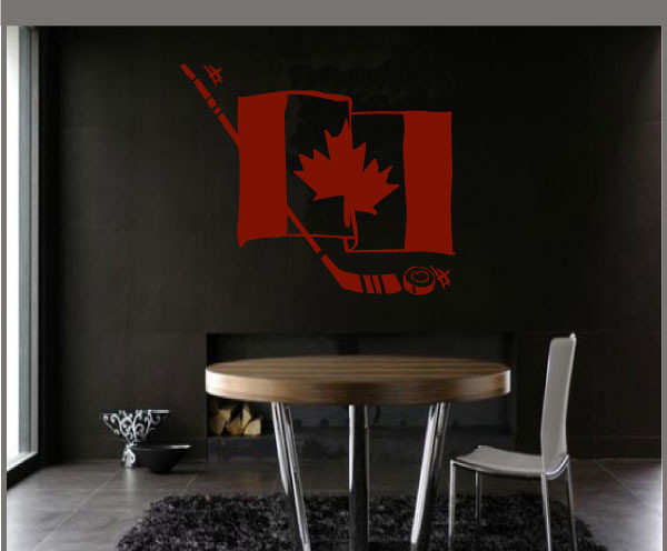 Hockey Canadian Flag Sports Wall Decal, 36 in. - Contemporary - Wall ...