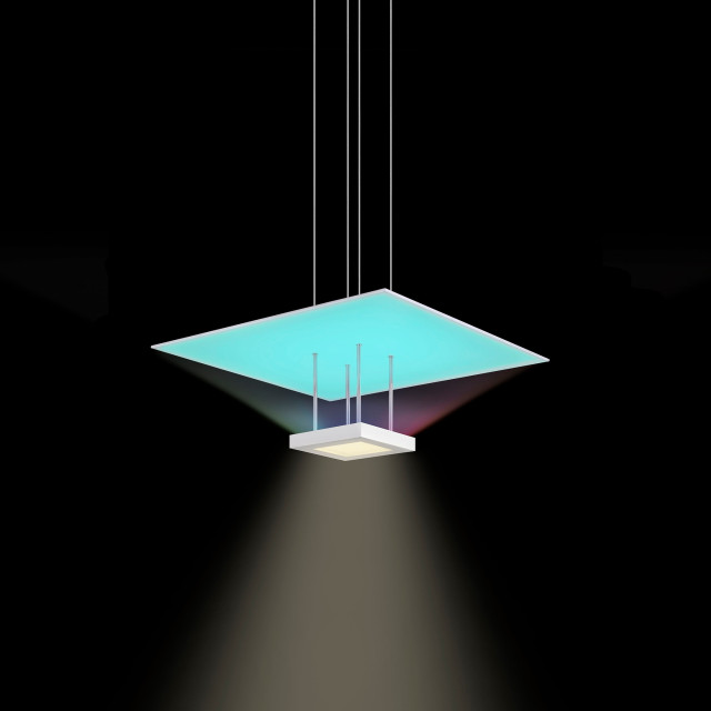 Chromaglo Spectrum LED Square Reflector Pendant With White Acrylic ...