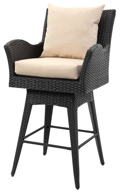 Safavieh Hayes Indoor-Outdoor Wicker Swivel Armed Counter Stool ...