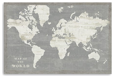 24" Minimalist World Map Canvas Wall Art - Contemporary - Prints And ...