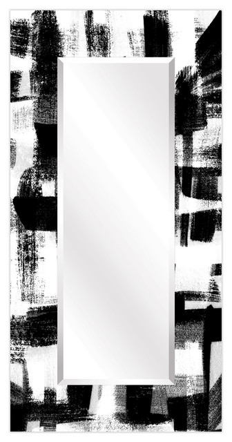 Abstract Rectangular Beveled Wall Mirror on Free Floating Printed ...