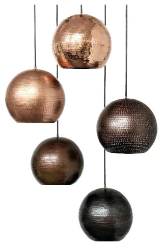 Cascading Copper Globe Drop Chandelier 5-Piece, 10" Multi - Traditional ...