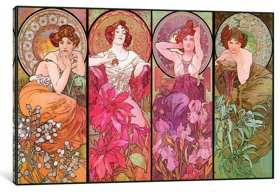 "The Precious Stones, 1900" by Alphonse Mucha Canvas, 18"x1.5"x12 ...