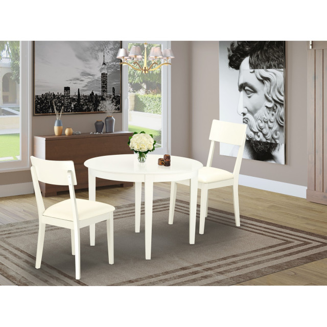 3 Pc Kitchen Table Set, Dining Table And 2 Faux Leather Kitchen Chairs ...