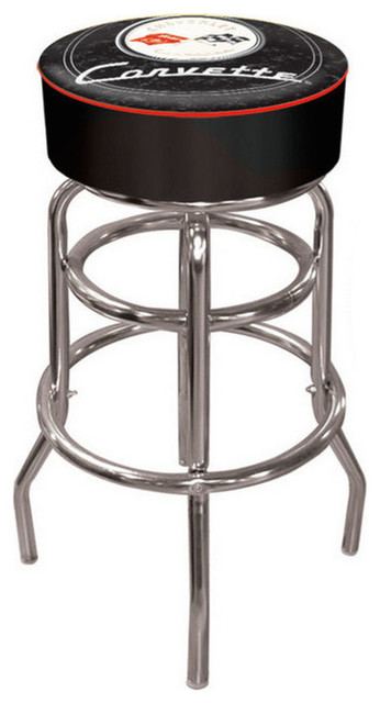 Corvette C1 Padded Bar Stool, Black, Made in USA - Contemporary - Bar ...