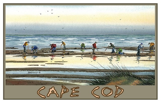 by Artist Dave Bartholet Cape Cod Clam Digging Art Print, 12"x18 ...