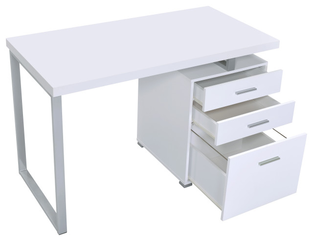 Brennan 3-drawer Office Desk White - Contemporary - Desks And Hutches ...