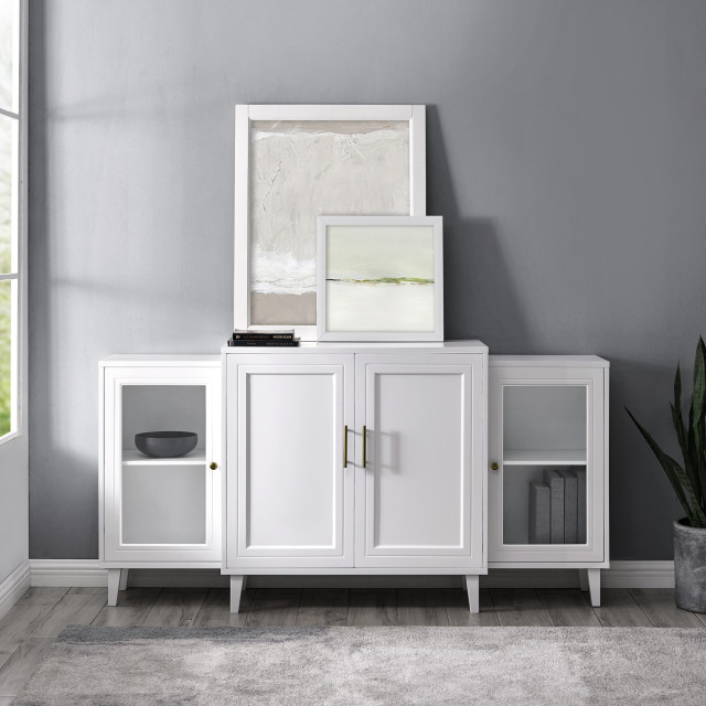 62" 4-Door Tiered Modern Sideboard, White - Transitional - Buffets And ...