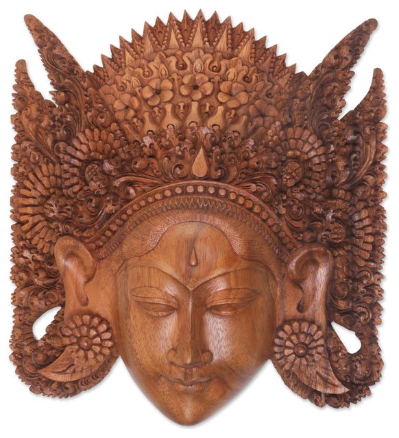 Handmade Beautiful Sita Wood mask - Indonesia - Asian - Decorative ...