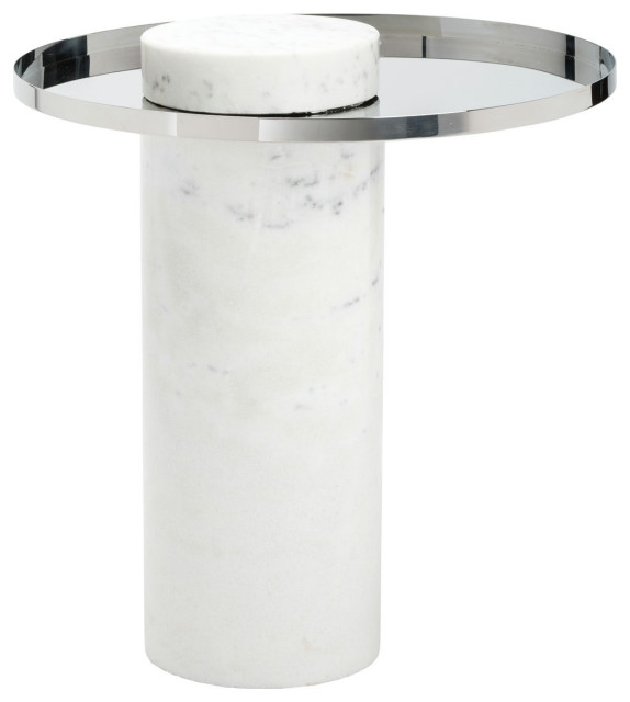 Pillar Silver Metal Side Table - Contemporary - Side Tables And End ...