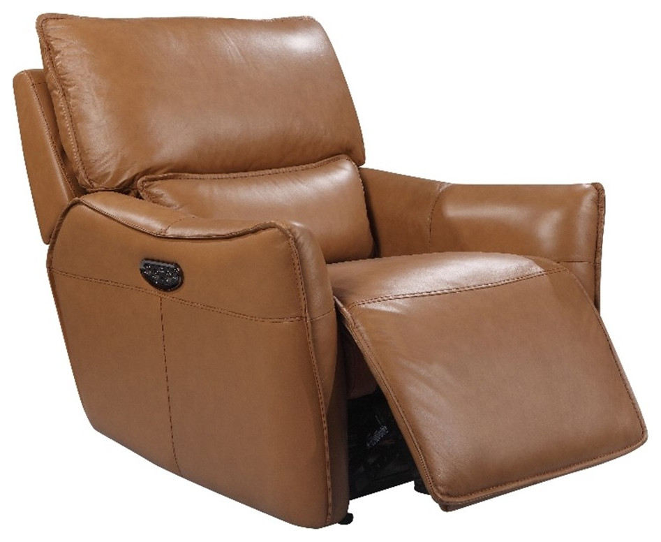 Leather Lusso Carter Modern Genuine Leather Glider Recliner in Desert ...