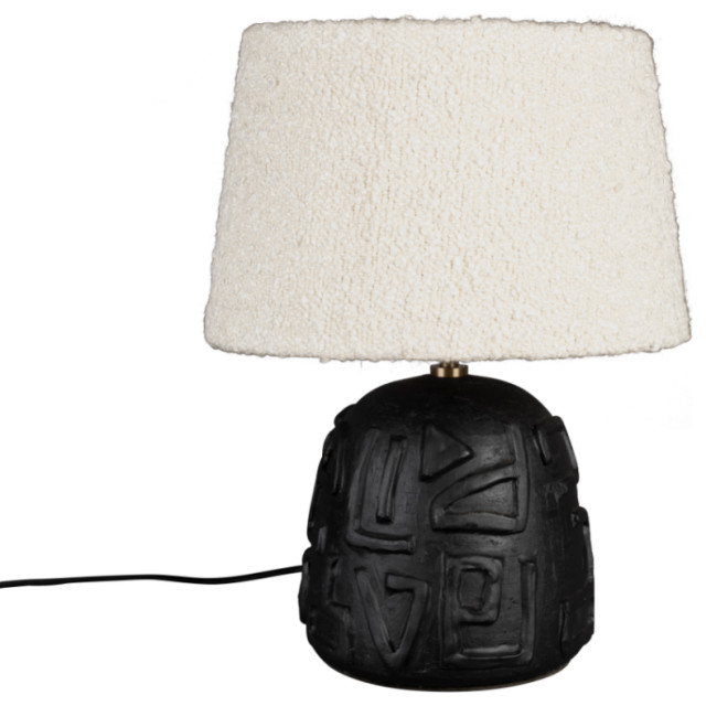 White Boucle Table Lamp, Dutchbone Renzo - Transitional - Table Lamps ...