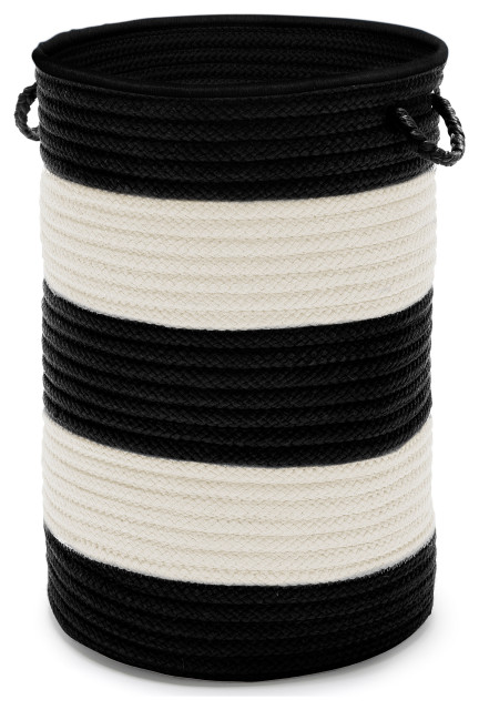 Color Block Hamper Black White 15"x15"x18", Round Hamper, Braided ...