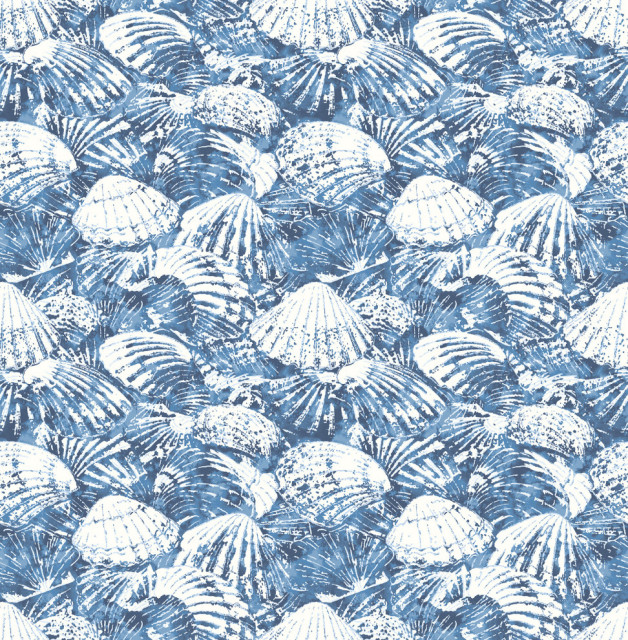 Surfside Blue Shells Wallpaper, Bolt - Beach Style - Wallpaper - by ...