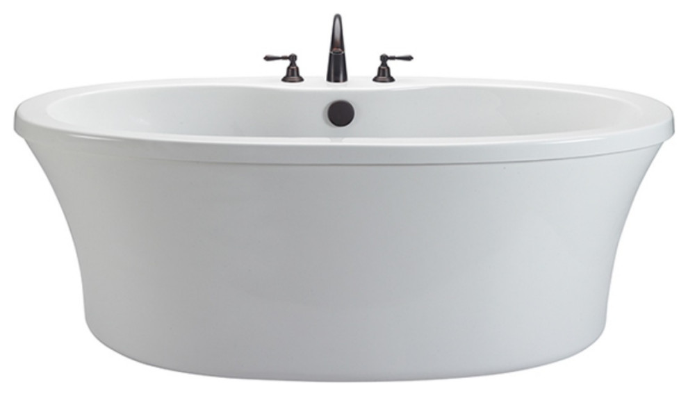 Freestanding Soaking Bath With Deck for Faucet, Above Rough, Biscuit 65 ...