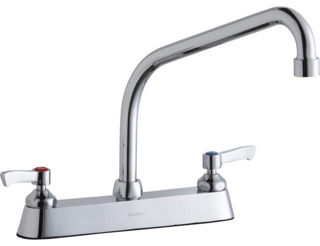 Elkay 10" High Arc Spout Double Handle Deck Mount Commercial Faucet ...