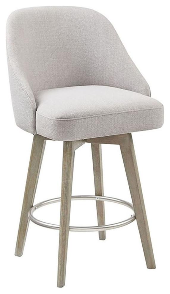 Maklaine 25.75" Transitional Fabric and Solid Wood Counter Stool in ...