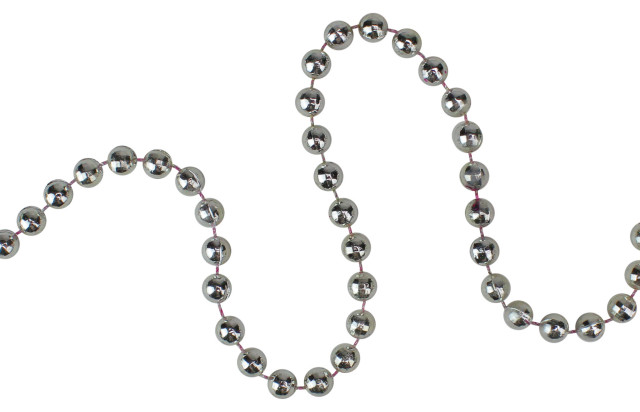 Shiny Metallic Faceted Silver Beaded Christmas Garland 15' x 6mm ...