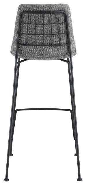 Elma-B Bar Stool, Matte Black Frame and Legs, Set of 2 - Industrial ...