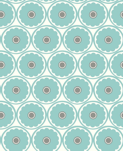 Buttercup Turquoise Flower Wallpaper, Sample - Contemporary - Wallpaper ...