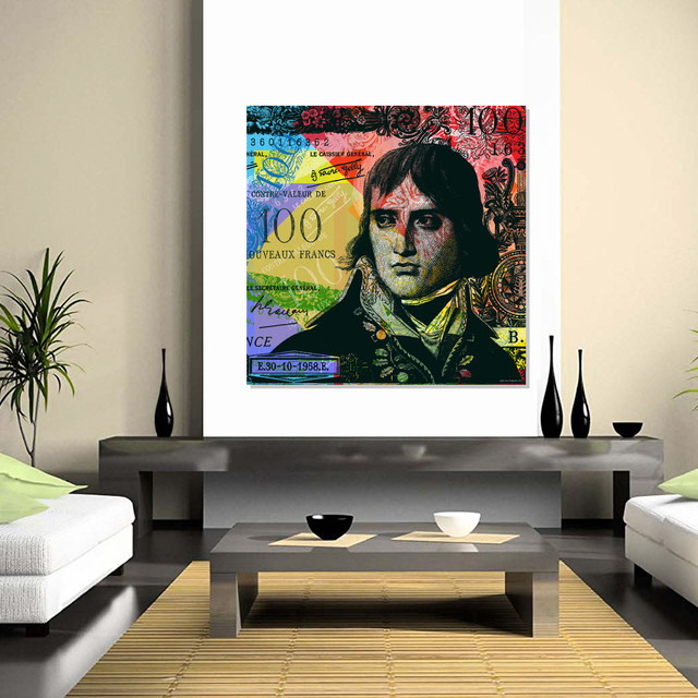 Napoleon Bonaparte Pop Art 100 Francs Banknote Detail, 55x55 Rolled ...