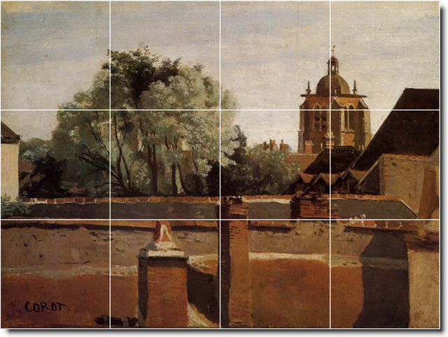 Jean Corot Country Painting Ceramic Tile Mural #184, 17" Wide x 12.75 ...