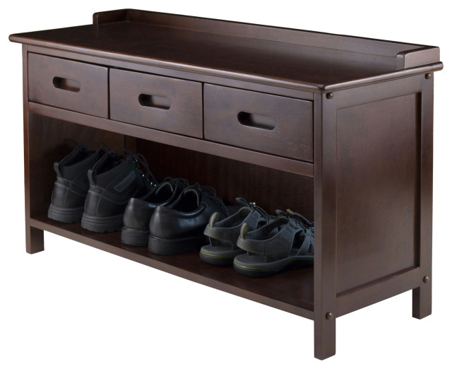Adriana 3-Drawer Bench With Storage, Walnut - Transitional - Accent And ...