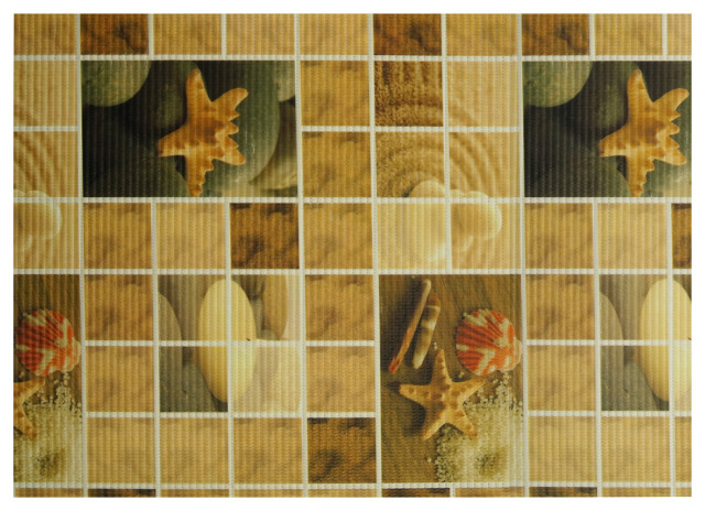 Sea Shell PVC Bathroom Mat, Beige, 26" x 39", Covers 6.9 sq ft, 26" x ...