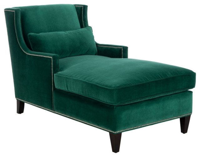 Carolann Studded Chaise, Hunter Green - Contemporary - Indoor Chaise ...