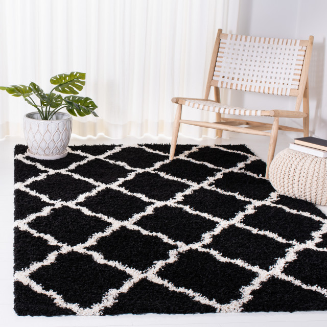 Safavieh Dallas Shag Sgd257Z Trellis, Shag Rug, Black and Ivory, 8'6 ...