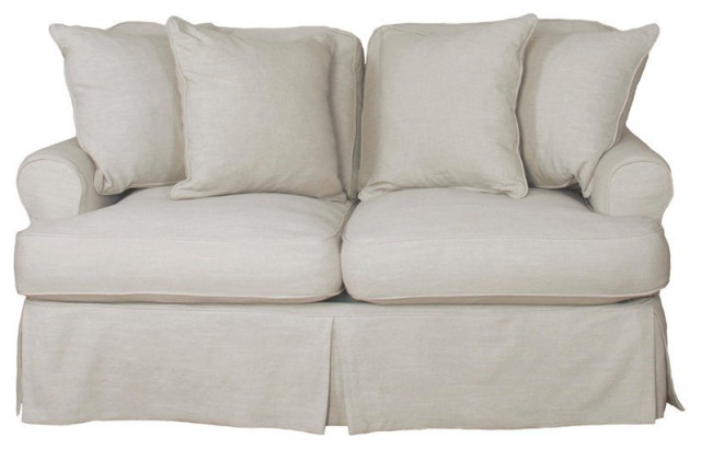 Sunset Trading Horizon T-Cushion Fabric Slipcovered Loveseat in Light ...