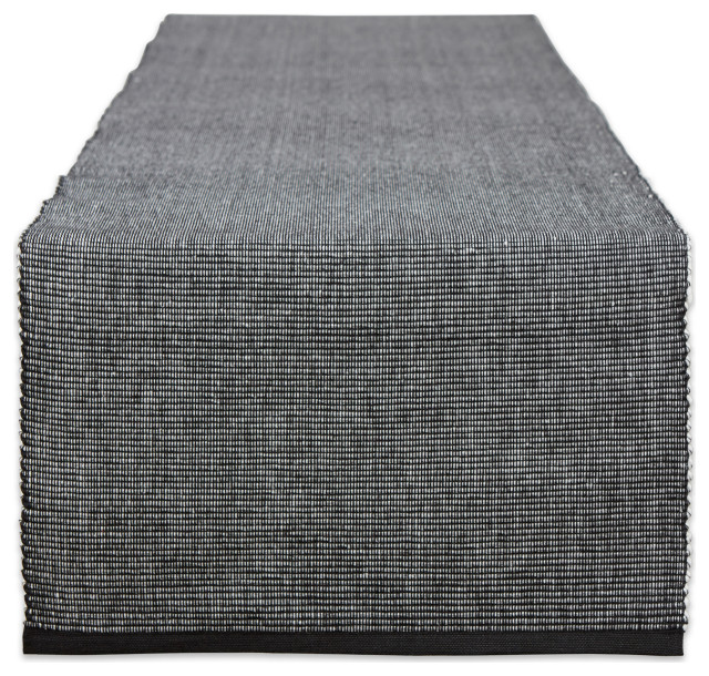 Dii Black and White 2-Tone Ribbed Table Runner - Transitional - Table ...