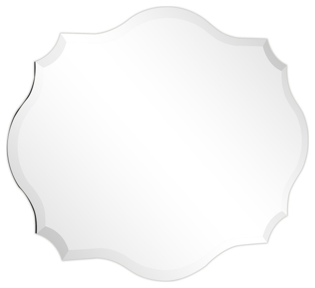 Frameless Beveled Oblong Scalloped Wall Mirror, 1"-Beveled Edge, 30"x40 ...