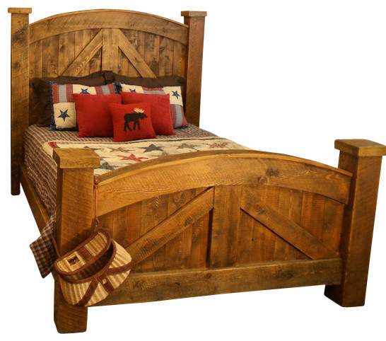 Alpine Heirloom Rough Cut Wood Bed, Natural, Full - Rustic - Bed Frames ...