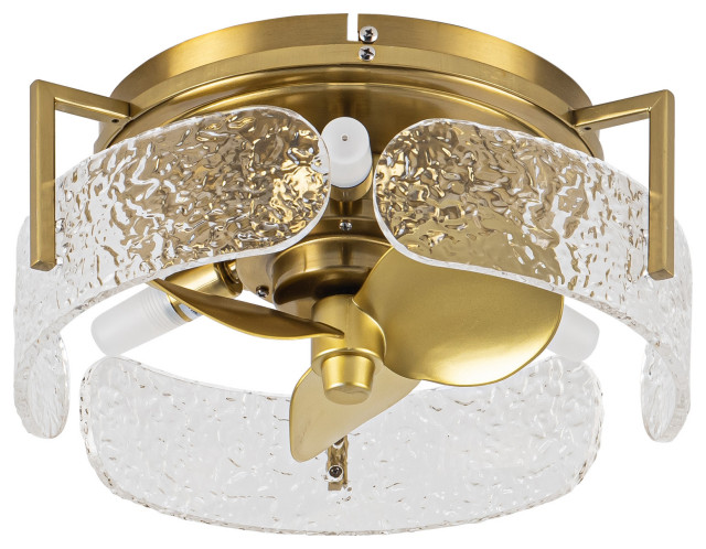 12.7-inch Modern Gold Small Flush Mount Ceiling Fan - Transitional ...