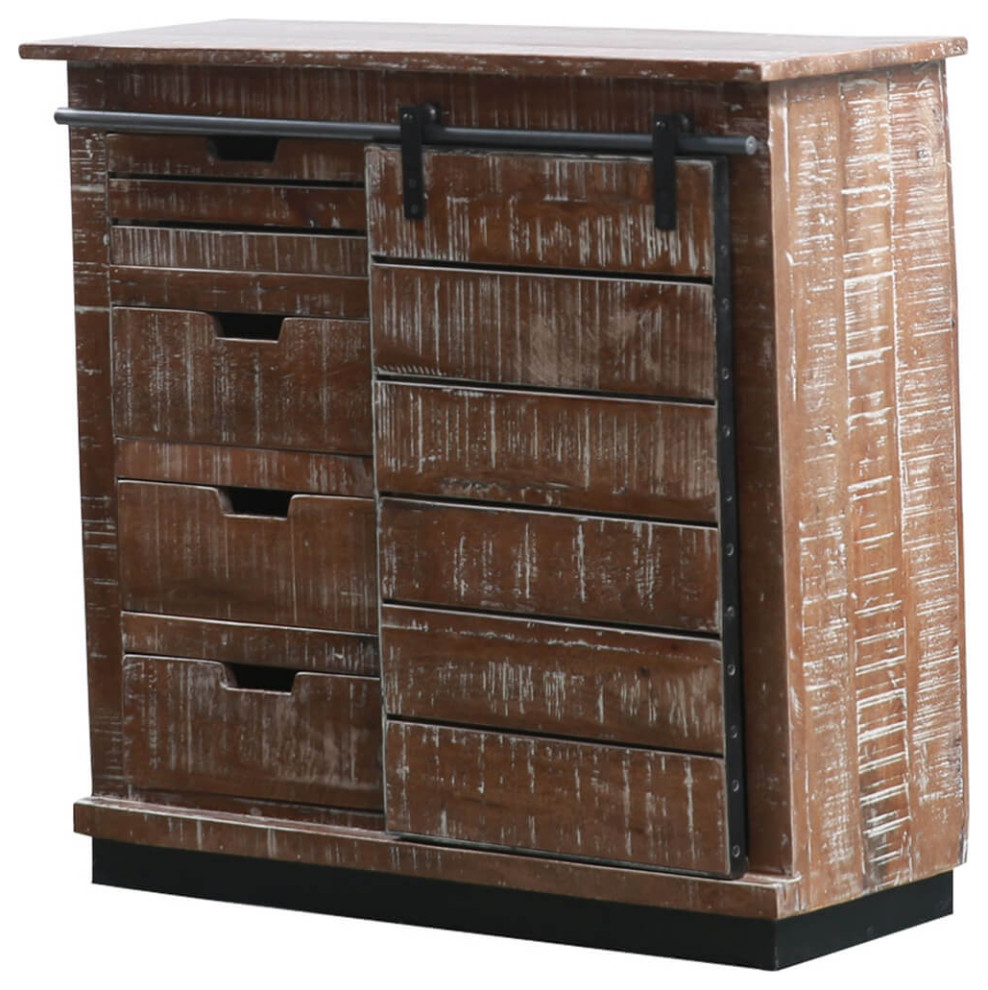 Potenza Rustic Solid Wood Sliding-Door Antique Storage Cabinet - Rustic ...